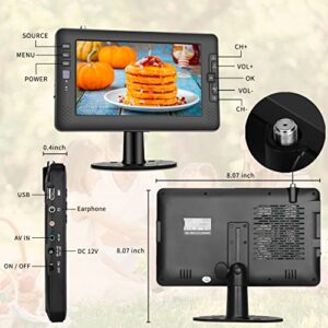 Jexiop 9" IPS Screen Small TV,Portable TV with Digital ATSC Tuner, USB Port, AV Input, Built-in Rechargeable Battery Operated TV, Mini TV for Camping Caravan Kitchen