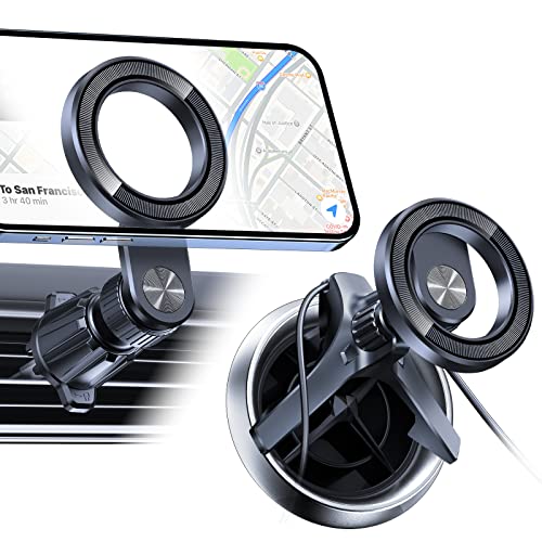 OQTIQ for MagSafe Vent Phone Mount[Round Vent Solution] Magnetic Phone Holder for All Car Benz Mini Accessories Cell Phone Holder Mount for iPhone 14 13 12 Pro Max Mini Plus MagSafe Case