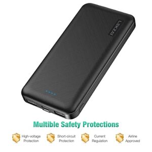 Lekzai 15,000mAh Portable Charger Power Bank with USB C Output, Slim Battery Pack with Three 5V/2.4A Output Fits for iPhone Samsung and More