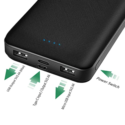 Lekzai 15,000mAh Portable Charger Power Bank with USB C Output, Slim Battery Pack with Three 5V/2.4A Output Fits for iPhone Samsung and More