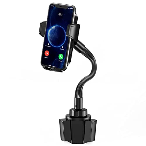 EOCAHO Cup Holder Phone Mount, [No Breaking] Aluminum Gooseneck Cup Phone Holder for Car, 360° Adjustable Phone Mount for Car Truck, Compatible with iPhone Samsung and All Cell Phones