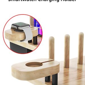 Metal Charging Station for Multiple Devices,New Upgrade Wood Charging Station for Phone Tablet Smart Watch Holder Desk Organizers，Matte Black Dock Device Organizer