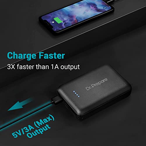 Dr. Prepare 10000mAh Battery Pack Charger Portable, 5V 3A USB C Power Bank with Dual Output, Ultra-Compact External Battery Pack for Heated Vest, Heated Jacket, iPhone and iPad