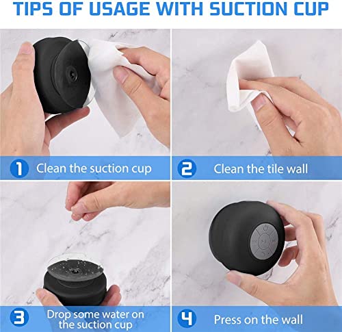 Bluetooth Shower Speaker Waterproof - Wireless Handsfree Portable Speakerphone with Built-in Mic,4hrs of Playtime, Control Buttons and Dedicated Suction Cup for Bathroom Bathtub