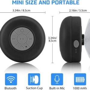 Bluetooth Shower Speaker Waterproof - Wireless Handsfree Portable Speakerphone with Built-in Mic,4hrs of Playtime, Control Buttons and Dedicated Suction Cup for Bathroom Bathtub