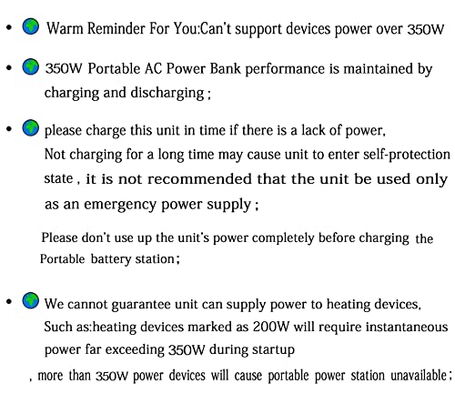 Portable Power Station 350W, Portable AC Outlet Power Bank 80000mAh/296Wh External Lithium Battery Portable Laptop Charger, Wireless Charging, Pure Sine Wave Power Source for Outdoor Tent Camping