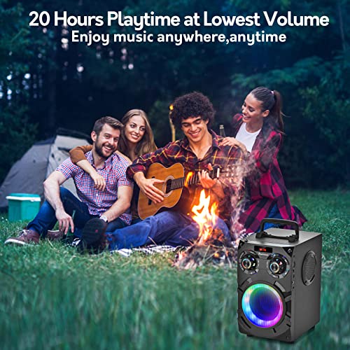 Bluetooth Speakers, 60W Loud Wireless Stereo Speaker with Subwoofer Deep Bass, Bluetooth 5.0, FM Radio, Colorful Lights, 8000mAh Battery, Portable Outdoor Big Speaker for Home Party Garden Gifts