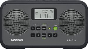 sangean pr-d19bk fm stereo/am digital tuning portable radio with protective bumper (gray/black)