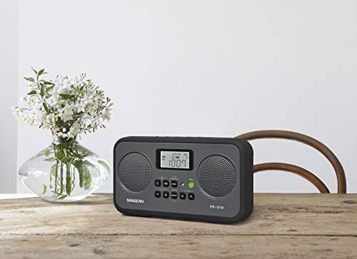 Sangean PR-D19BK FM Stereo/AM Digital Tuning Portable Radio with Protective Bumper (Gray/Black)