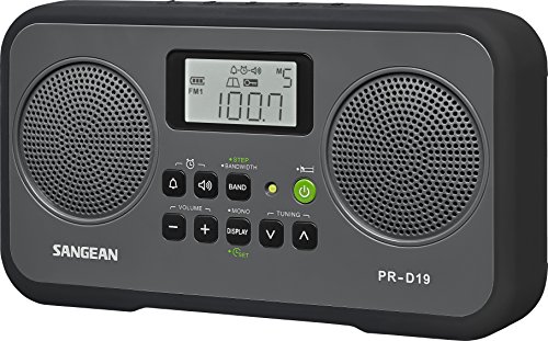 Sangean PR-D19BK FM Stereo/AM Digital Tuning Portable Radio with Protective Bumper (Gray/Black)