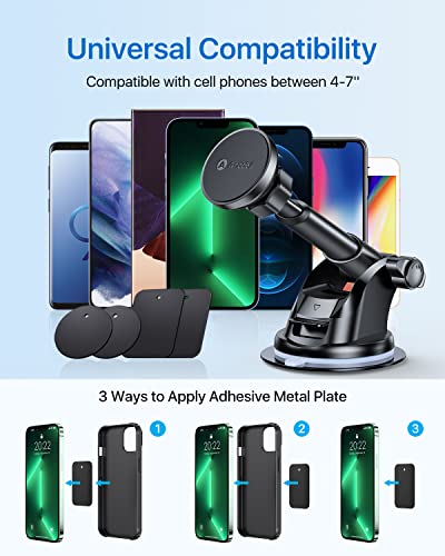 andobil [Bumps Friendly Magnetic Phone Holder for Car, [Super Strong Magnet] Universal Dashboard Windshield Car Mount Magnet Compatible with iPhone 13 12 Pro Max 11 XR Samsung S22 S21 All