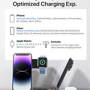 Intoval Charging Station for Apple iPhone/Watch/Airpods, 3 in 1 Wireless Charger for iPhone 14/13/12/11/XS/XR/XS/X/8, iWatch 8/Ultra/7/6/SE/5/4/3/2, Airpods Pro2/Pro1/3/2/1 (Y9,Purple)