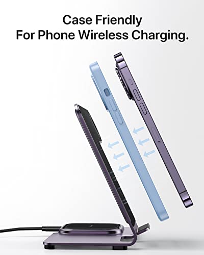 Intoval Charging Station for Apple iPhone/Watch/Airpods, 3 in 1 Wireless Charger for iPhone 14/13/12/11/XS/XR/XS/X/8, iWatch 8/Ultra/7/6/SE/5/4/3/2, Airpods Pro2/Pro1/3/2/1 (Y9,Purple)