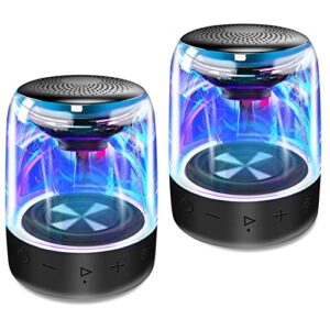 megatek dual t4-pro ipx5 waterproof portable bluetooth speakers with cool led lights & wireless stereo pairing, 12 watts loud 360° hd sound & rich bass, small speaker set for outdoor, shower, & pool