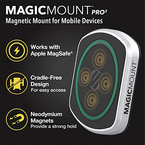 Scosche MP2ODVM-XTSP MagicMount Pro2 Dash/Vent/Window 4-in-1 Magnetic Cell Phone Holder Car Mount Kit Compatible with MagSafe, iPhones, Galaxy, Pixel & All Smartphones