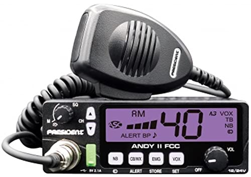 President Electronics ANDYII Cb Radio 12/24v 7clr Disp Usb Compact