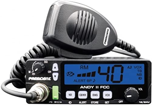 President Electronics ANDYII Cb Radio 12/24v 7clr Disp Usb Compact