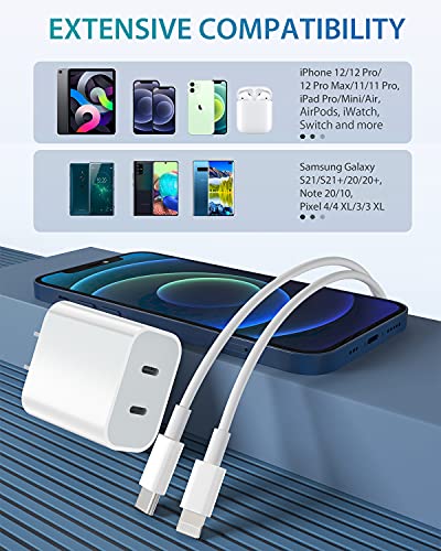 iPhone Charger, 25W USB C Charger Dual Ports USB Type C Fast Charger with 3FT 20W USB C to Lightning Cable MFi Certified Type C PD Charger for iPhone 14/13/12/12 Pro/12 Pro Max/11/11 Pro/XS Max/XR/X/8