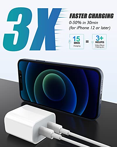 iPhone Charger, 25W USB C Charger Dual Ports USB Type C Fast Charger with 3FT 20W USB C to Lightning Cable MFi Certified Type C PD Charger for iPhone 14/13/12/12 Pro/12 Pro Max/11/11 Pro/XS Max/XR/X/8