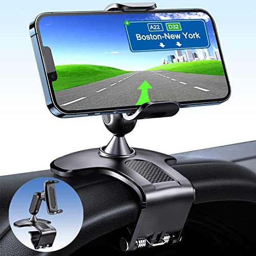 CHDFKKD Car Phone Mount, Cell Phone Holder for Car 360 Degree Rotation Dashboard Car Clip Mount Stand Suitable for 4.7 to 6.5 inch Smartphones (Black)