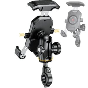 anti-theft motorcycle phone mount-imestou bike ball phone holder handlebar double socket stem mobile holder with aluminium 1″ ball base 360 rotation universal for 4.0-7.0 inch smartphones