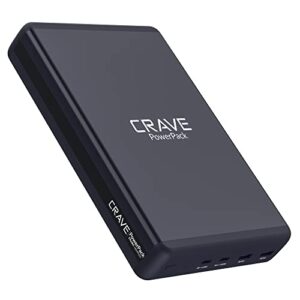 crave pd power bank 50000mah, powerpack portable battery pack charger [power delivery pd 3.0 usb-c 100w + quick charge qc 3.0 dual ports] for macbook, iphone, samsung, and more