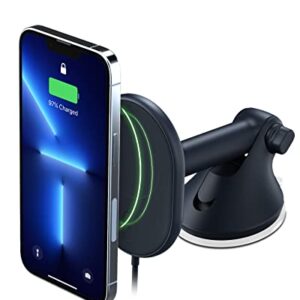 iOttie Velox Magnetic Wireless Charging Dash & Windshield Car Mount. Compatible with MagSafe iPhones & Adhesive Dashboard Pad for Car Mounts Dashboard Pad