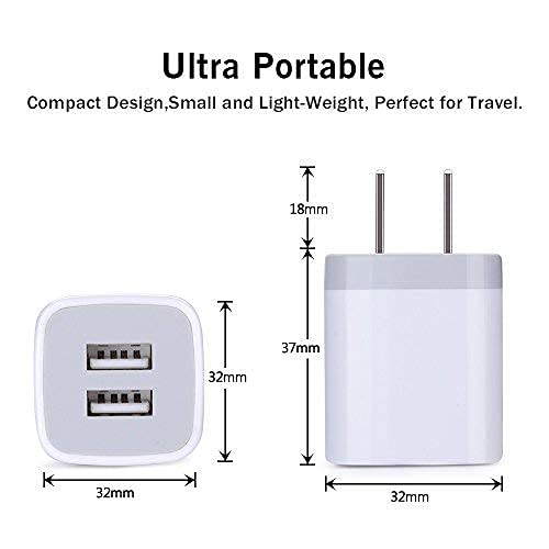 Fast Charging Block,GiGreen 5Pack Dual Port USB Outlet Plug 2.1A USB Wall Charger Power Cubes Compatible iPhone 14/13 Pro Max/12/11/XS/8/SE,Samsung A14/A13 5G/S23/S21 FE/A23/A53/S22/S20/S10,Pixel 7/6a