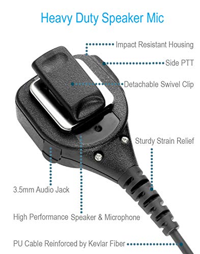 Speaker Mic with Reinforced Cable for Kenwood Radios NX-200 NX-210 NX-300 NX-3200 NX-3300 NX-410 NX-411 NX-5200 NX-5300 NX-5400 TK-2180 TK-3180 TK-5210 TK-5220 TK-5310 TK-5410, Shoulder Microphone