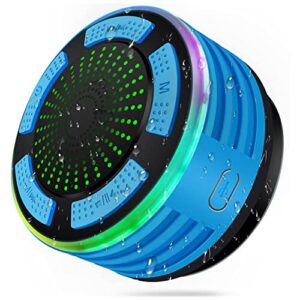 basspal shower speaker, ipx7 waterproof bluetooth speaker, shower radio with suction cup, built-in mic, teen boys gift ideas for bathroom, pool, travel, beach