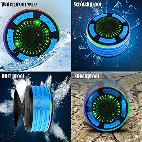 BassPal Shower Speaker, IPX7 Waterproof Bluetooth Speaker, Shower Radio with Suction Cup, Built-in Mic, Teen Boys Gift Ideas for Bathroom, Pool, Travel, Beach