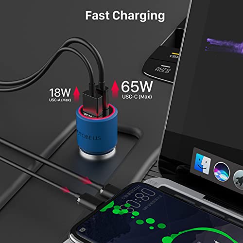 WOTOBEUS 83W USB C Car Charger Adapter, PD 65W PPS 45W+USB-A 18W Super Fast Charging Type-C Cigarette Lighter for iPhone 14 13 Pro Plus Max Samsung Galaxy S23/22/21 Ultra iPad MacBook Laptop Pixel