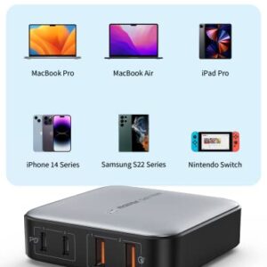 MOMAX USB C Charging Station, 100W GaN USB C Charger with 6.56ft Cord, Fast USB C PD Charger Hub with 2USB-C, 2USB-A, PPS, QC, Desk Charging Station for iPhone14/13/12, MacBook Pro/Air, Laptop, etc