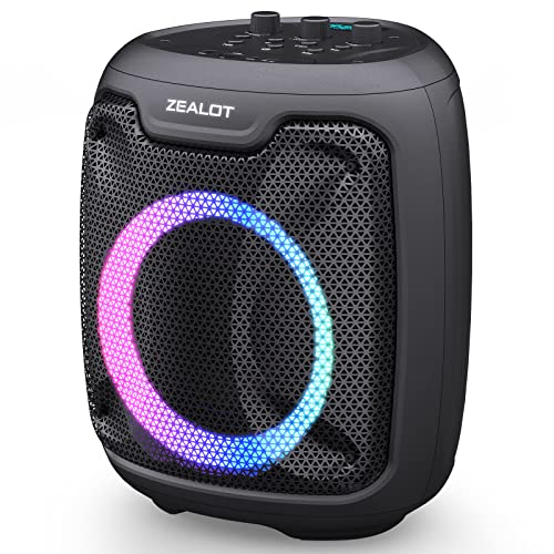 ZEALOT Bluetooth Speakers,80W Speakers Bluetooth Wireless Portable Bluetooth Speakers with Subwoofer,Deep Bass,115dB Sound,24H Play,Lights,Mic&Guitar Port,Echo,Speakers for Party,Home,Outdoor(Black)