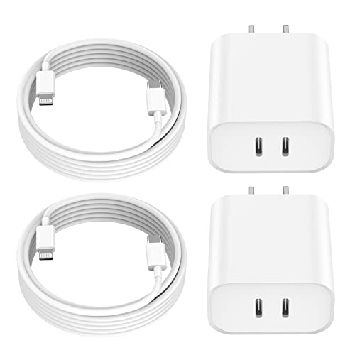 iPhone 14 13 12 Fast Charger[MFi Certified],USB C Charger,2 Pack 20W Dual USB C Wall Charger Block with 10 FT Long Type C to Lightning Fast Charging Cable for iPhone 14 13 12 11 Pro Max XS XR X 8,iPad