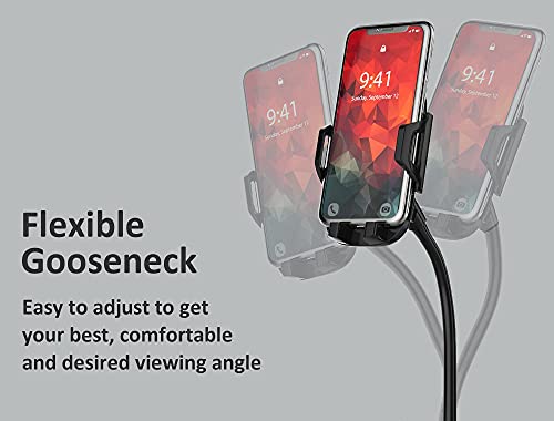 CAVIANA Dual Phone Holder for Car Cup Holder – Long Flexible Neck, 360° Rotatable Car Phone Mount - Adjustable Cell Phone Cup Holder, Universal Size Fits 2 iPhone, Samsung, GPS and More (Cradle)