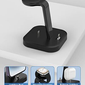 Charger Stand for Apple Multiple Devices, Fanisic Wireless Charger for Apple iWatch 8/SE/7/6/5/4/3/2, Fast 3 in 1 Charging Dock/Station for iPhone 14/13/12/11/X/8/7/6/5Series AirPods Pro 2/Pro/3/2/1