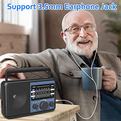 Portable AM FM SW Radio: Battery Operated Radio by 4 D Cell Batteries Or AC Power Shortwave Radio with Excellent Reception,Big Speaker, Standard Earphone Jack, High/Low Tone Mode, Large Knob