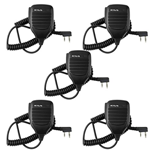 Retevis 2 Pin Shoulder Mic Speaker 2 Way Radio Microphone for Baofeng BF-888S UV-5R Kenwood Retevis H-777 RT21 RT22 RT-5R Walkie Talkie (5 Pack)