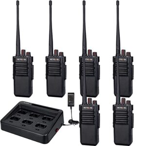 retevis rt29 walkie talkies for adults long range, heavy duty two way radios with 3200mah rechargeable,emergency alarm 2 way radios with charging station(6 pack)