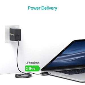 Nekteck 45W USB C Wall Charger with Power Delivery, Laptop Fast Charging Adapter Built-in 6ft Type C Cable Compatible with MacBook, Dell XPS, Surface Go, Pixel, Galaxy(NOT Ideal for Note10/S10/10+PPS