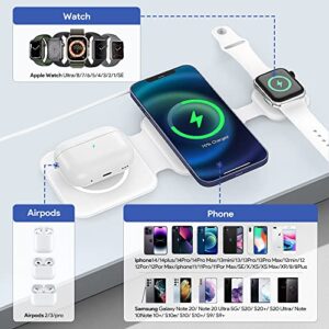 Magnetic Wireless Charger for iPhone: CYFIBYNO Fodable 3 in 1 Charging Station, iPhone Travel Wireless Charger Compatible with Magsafe for iPhone, Samsung, AirPods 3/2/Pro, Apple iWatch.