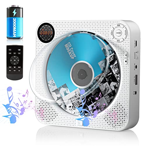 CD Player Portable,Portable CD Player with Bluetooth Rechargeable Kids CD Player with Speakers Wall CD Player Kpop CD Player Support FM Radio USB AUX Input FELEMAN