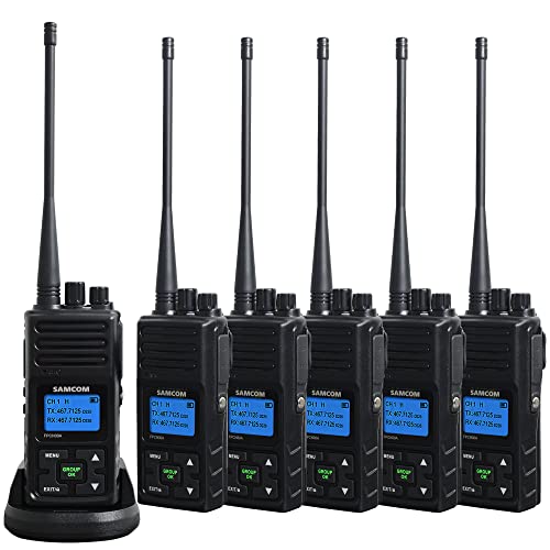 Two Way Radios, SAMCOM Long Range Walkie Talkies for Adults Rechargeable, 5 Watt High Power Portable 2-Way Radios with Group Talk Function for Business,School,Warehouse,Restaurant (Black 6 Pcs)