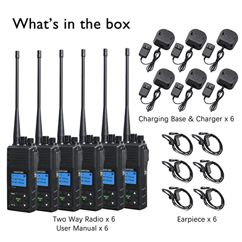 Two Way Radios, SAMCOM Long Range Walkie Talkies for Adults Rechargeable, 5 Watt High Power Portable 2-Way Radios with Group Talk Function for Business,School,Warehouse,Restaurant (Black 6 Pcs)