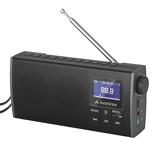 Avantree Soundbyte 860s Portable FM Radio with Bluetooth & SD Card MP3 Player 3-in-1, 6W Wireless Speaker, 8H Rechargeable & Replaceable Battery, Auto Channel Scan & Preset (No AM)