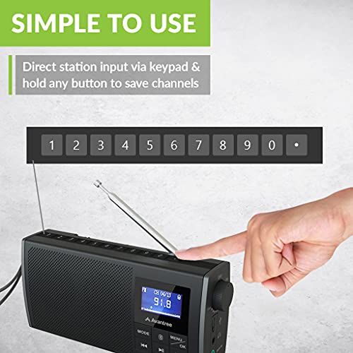 Avantree Soundbyte 860s Portable FM Radio with Bluetooth & SD Card MP3 Player 3-in-1, 6W Wireless Speaker, 8H Rechargeable & Replaceable Battery, Auto Channel Scan & Preset (No AM)