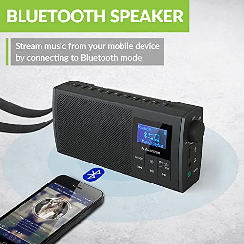 Avantree Soundbyte 860s Portable FM Radio with Bluetooth & SD Card MP3 Player 3-in-1, 6W Wireless Speaker, 8H Rechargeable & Replaceable Battery, Auto Channel Scan & Preset (No AM)