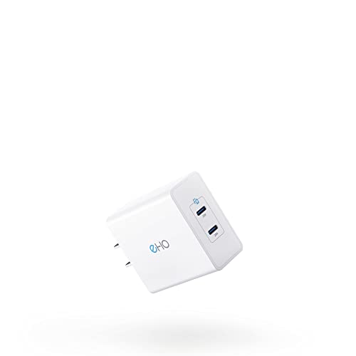 USB C Wall Charger, EHO 40W(20W Max Each) Dual USB C Charger, 20W Fast Charger Power Adapter Compatible with MacBook Air, iPhone 13/12, MagSafe Wireless Charger/MagSafe Duo Charger Galaxy S21, White