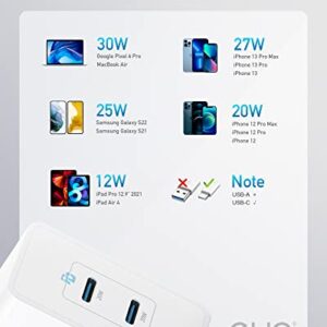 USB C Wall Charger, EHO 40W(20W Max Each) Dual USB C Charger, 20W Fast Charger Power Adapter Compatible with MacBook Air, iPhone 13/12, MagSafe Wireless Charger/MagSafe Duo Charger Galaxy S21, White